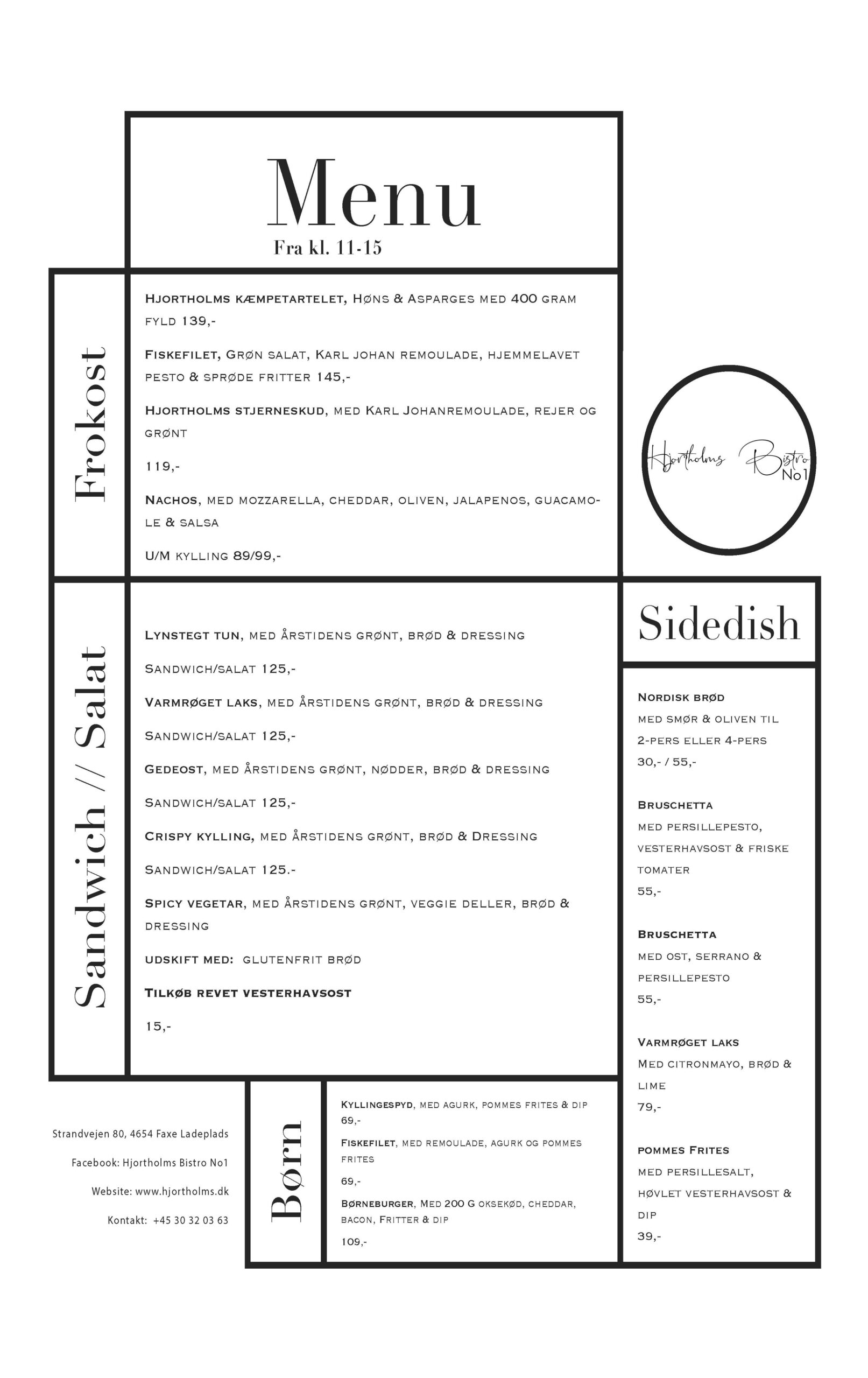 Menukort | Hjortholms Bistro No 1