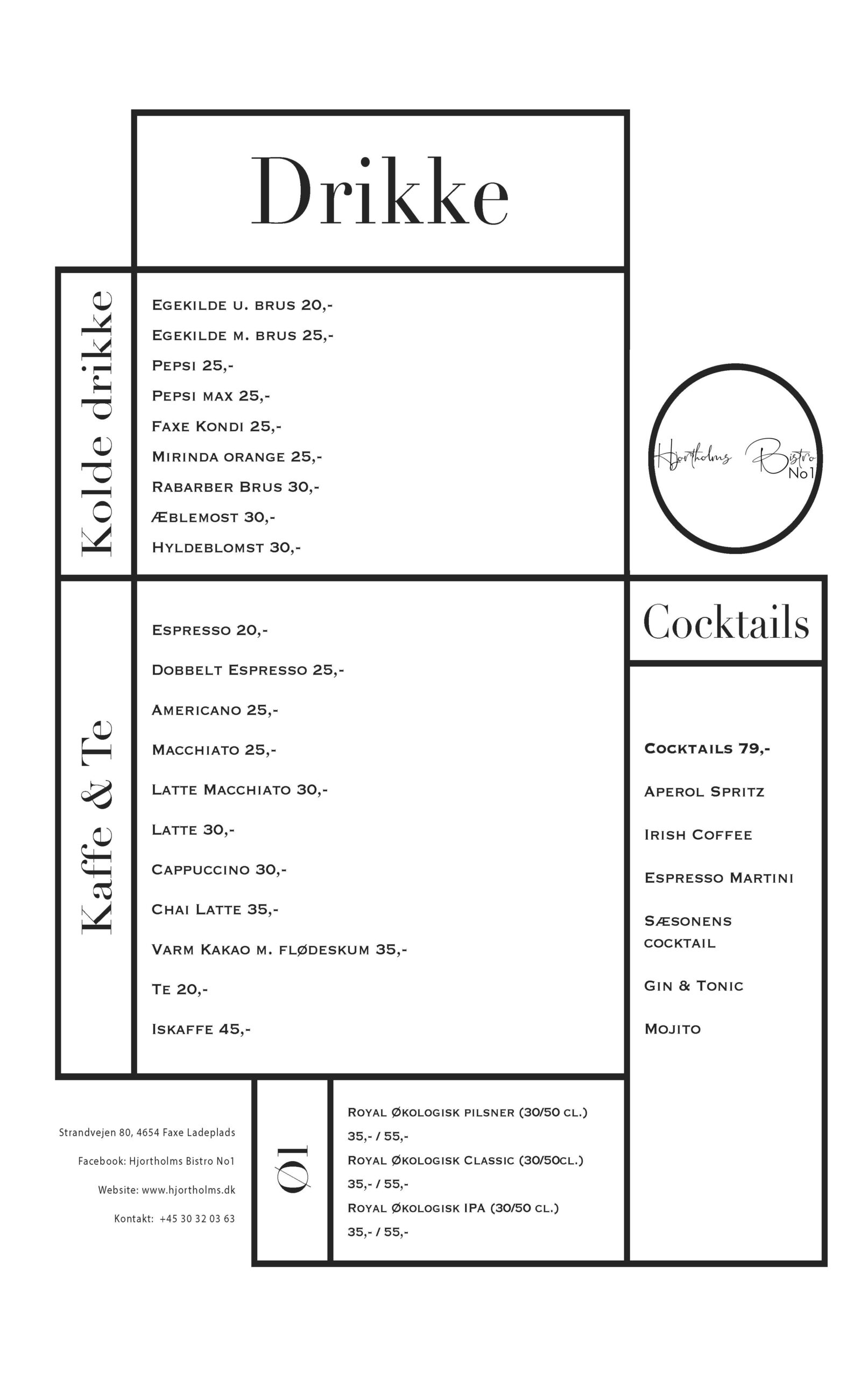 Menukort | Hjortholms Bistro No 1